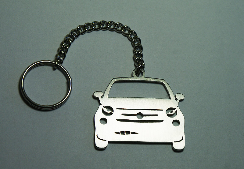 Stainless Steel Laser Cut Car Keychain Keyring Keyfob Fancy Fiat 500 ...